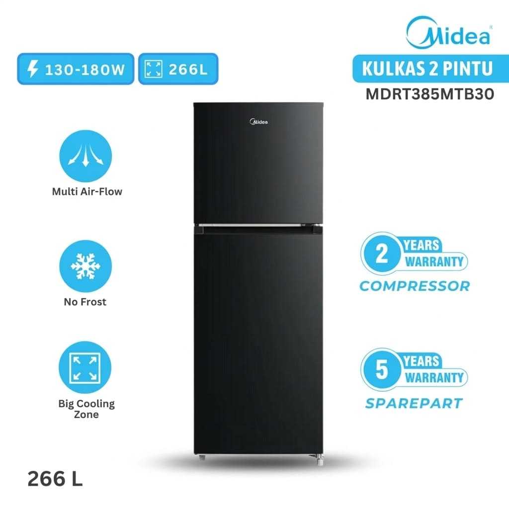 Jual Midea Kulkas 2 Pintu 266L Freezer Besar Tanpa Bunga Es Non ...