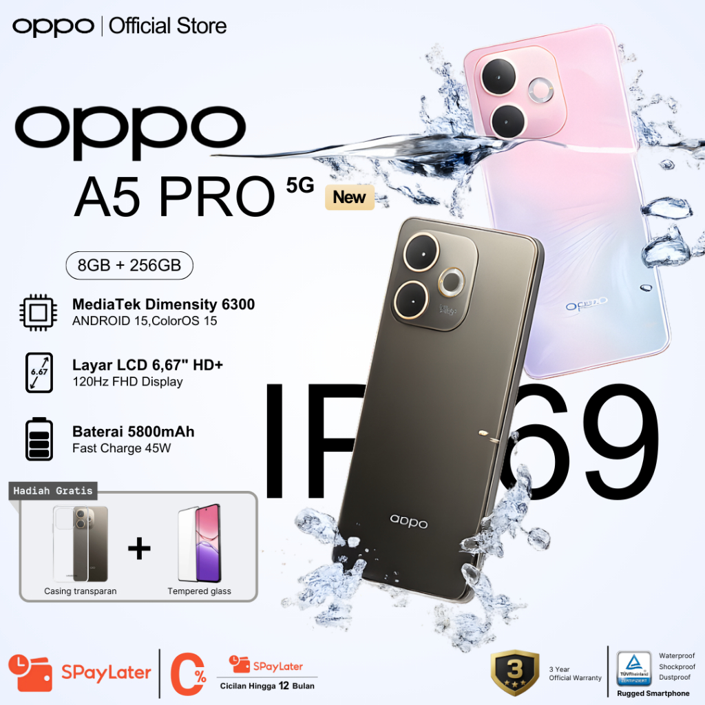 Jual Oppo A5 Pro 5G Smartphone 8GB/256GB AI LinkBoost 2.0 Terbaru 2026 ...
