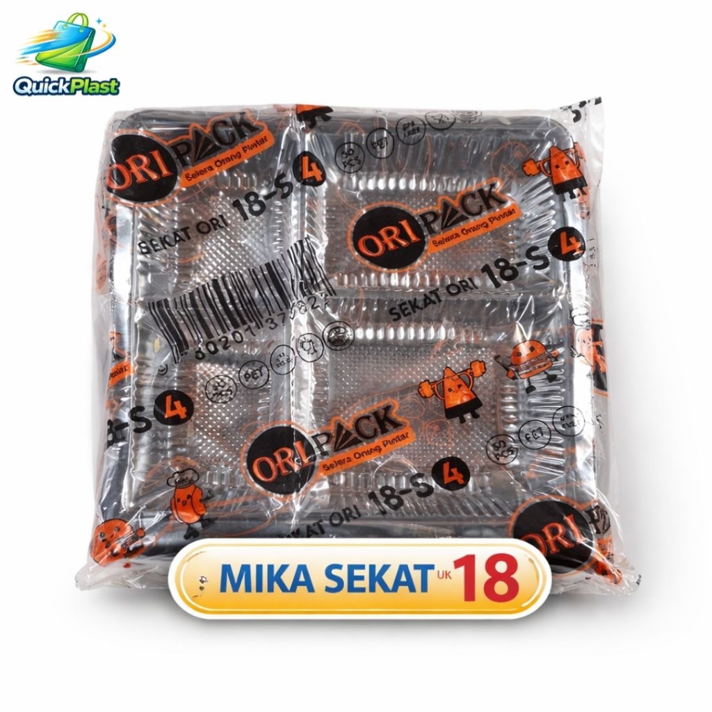 Jual Mika Sekat 18x18 Isi 50 pcs | Wadah Makanan Sekat 4 Bening | Box ...