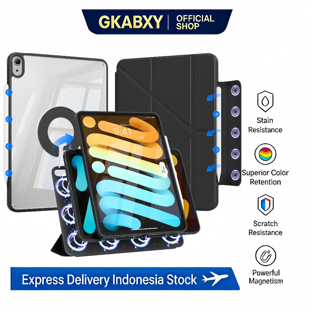 Jual GKABXY iPad Tablet Case 2-in-1 Magnetic Detachable Y-Fold Cover ...