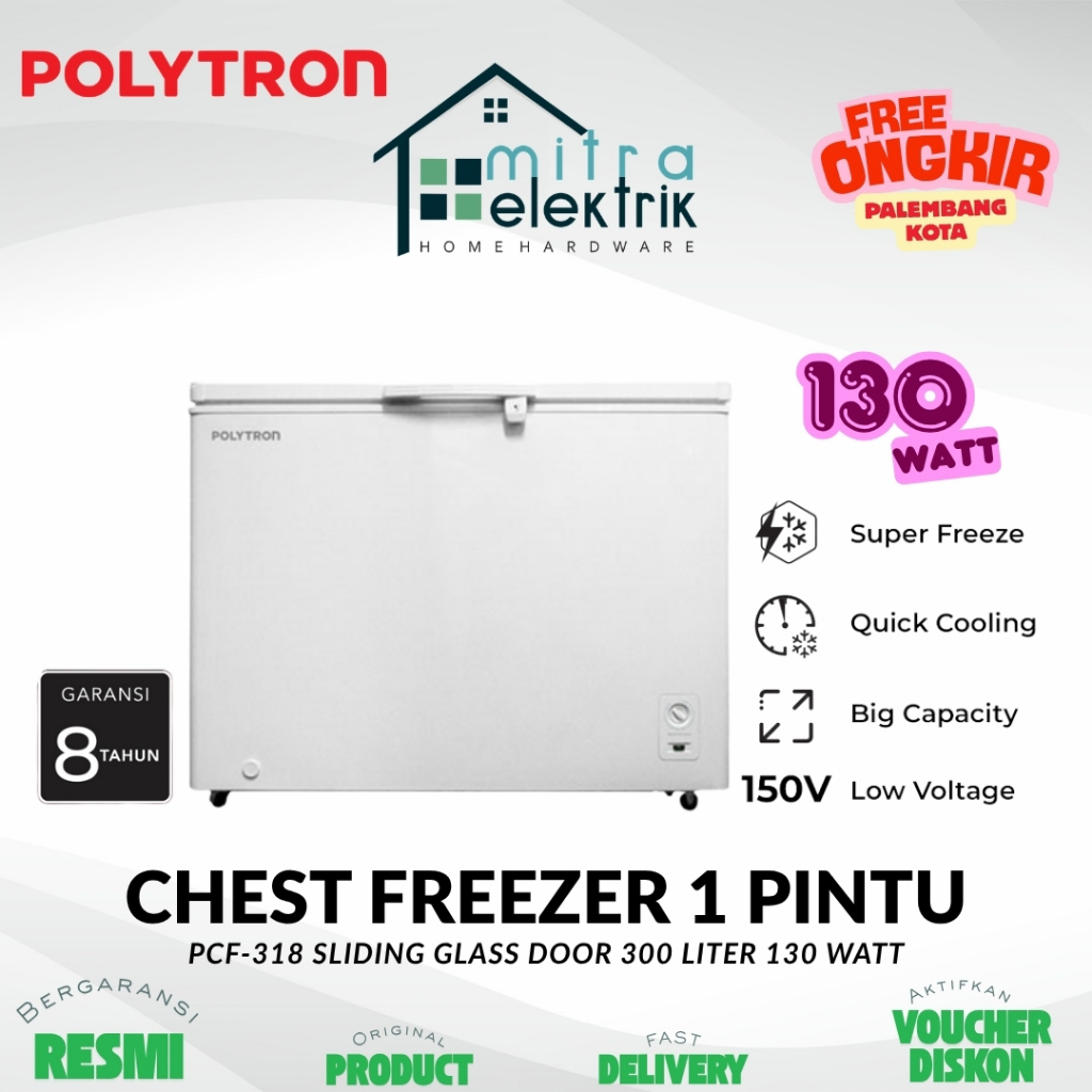 Jual Chest Freezer POLYTRON PCF-318 300 Liter 130 Watt | Shopee Indonesia
