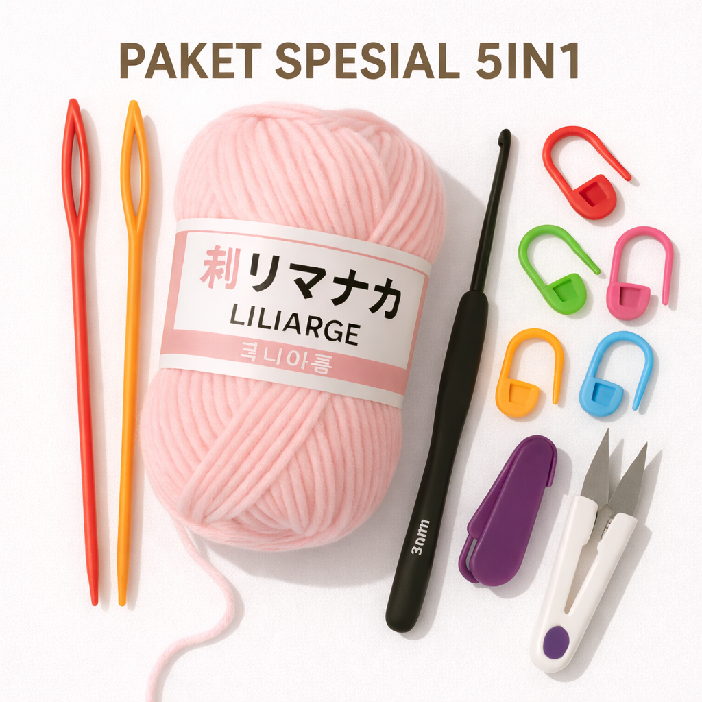 Jual STUDIO RAJUT - (KHUSUS PEMULA) 5IN1 PAKET BENANG RAJUT STARTER KIT ...