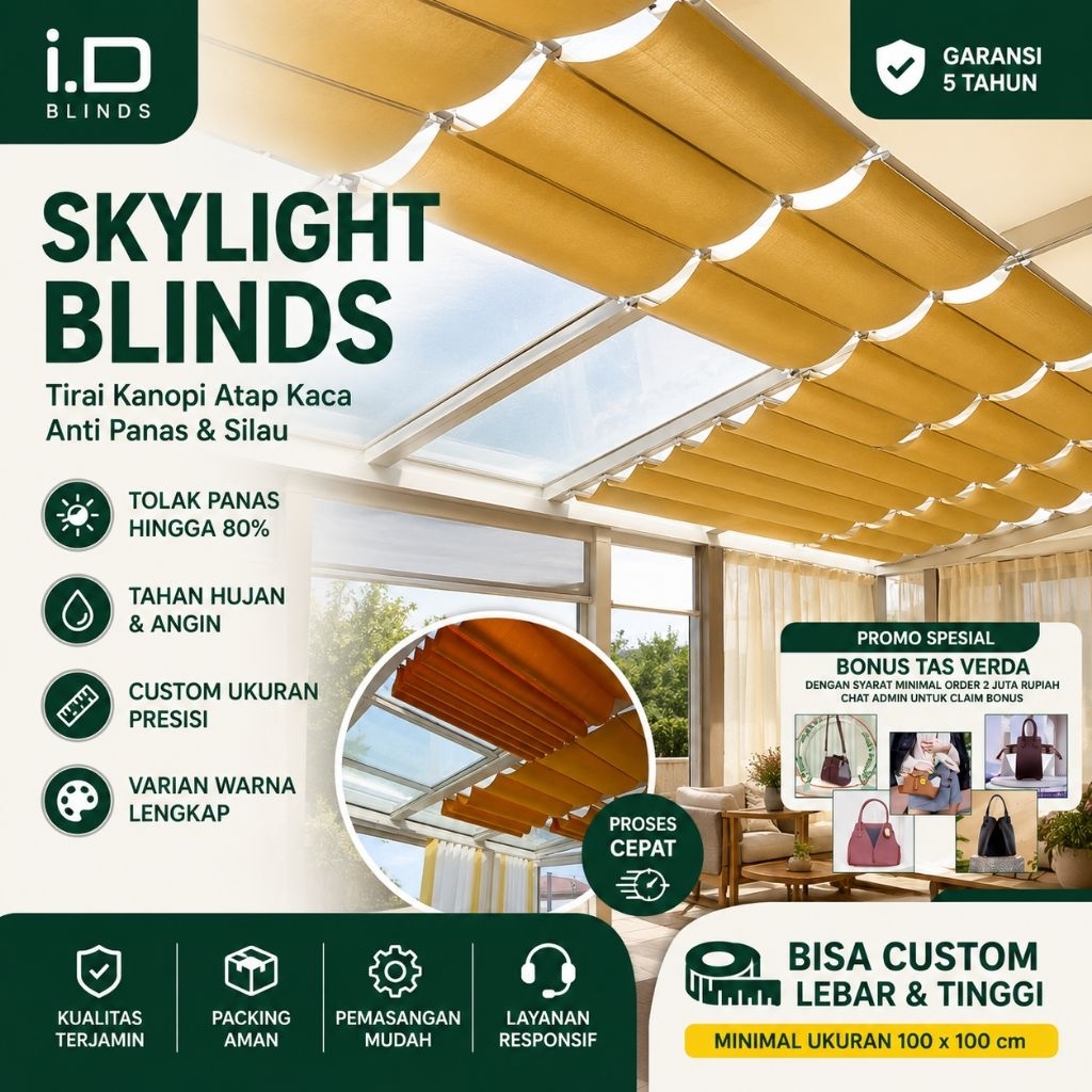 Jual Skylight Blind Custom Tirai Atap Kaca Kanopi Anti Panas Outdoor ...