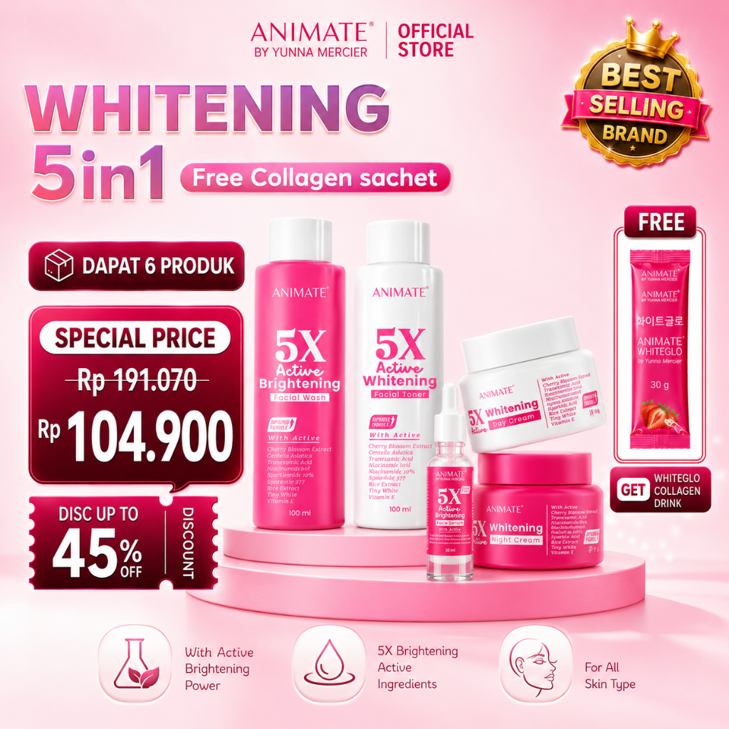 Jual [5 PCS] Animate 5x Active Whitening Series 5in1 - Paket Skincare ...