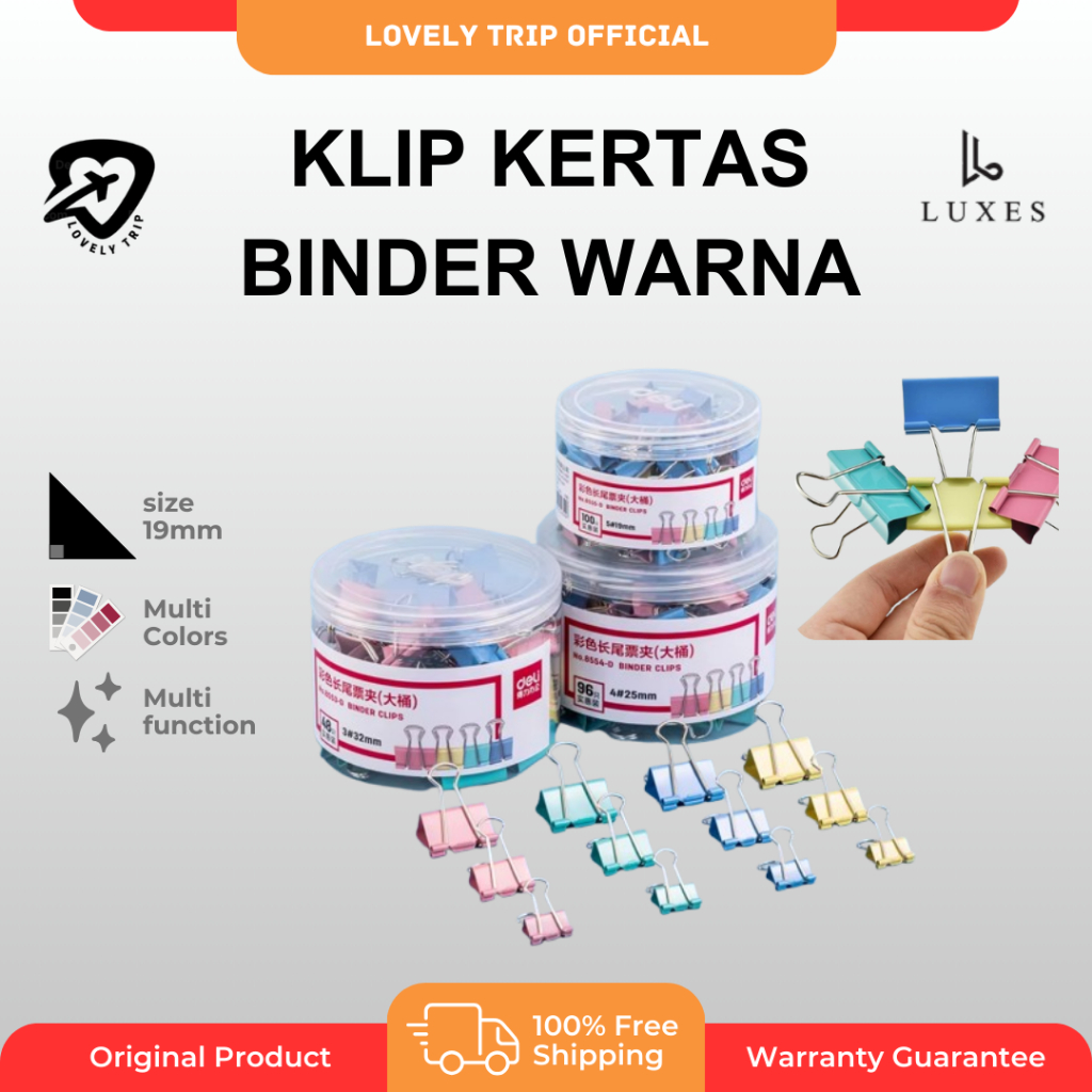 Jual Binder Clips Penjepit Kertas Jepitan Kertas Paper Clips Warna ...