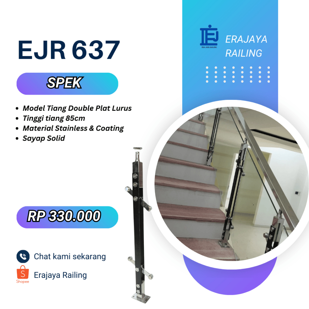 Jual Tiang railing EJR 637 / Tiang Railing Tangga Balkon Coating hitam ...