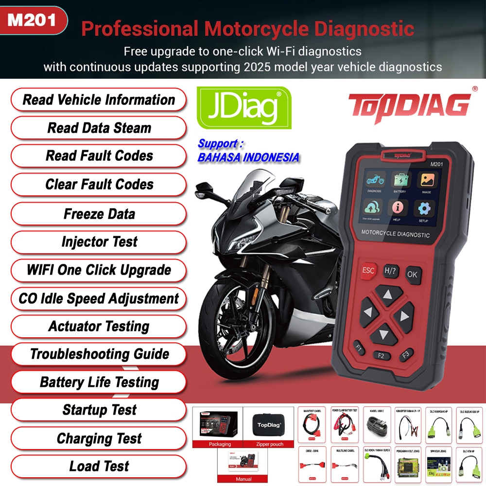Jual Scanner Motor JDiag TopDiag M201 Motor Scanner Function Diagnostic ...