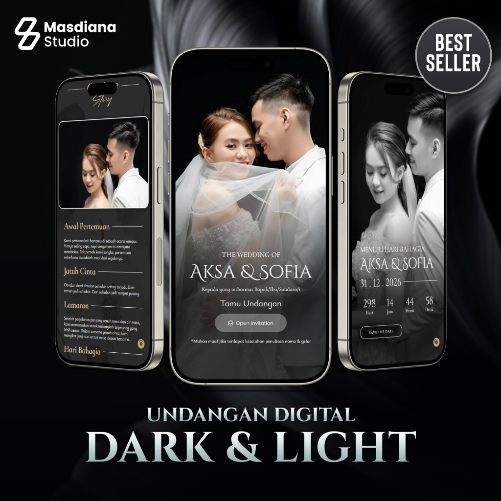 Jual Undangan Online dan Undangan Digital Tema Hitam Putih 1 Hari ...