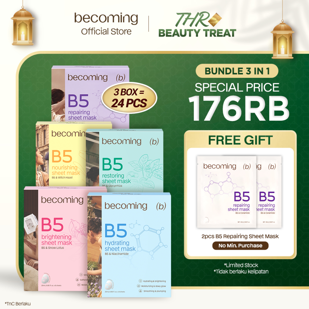 Jual [3 BOX LEBIH MURAH] becoming B5 Sheet Mask 25ml | Bundle Isi 3 Box ...