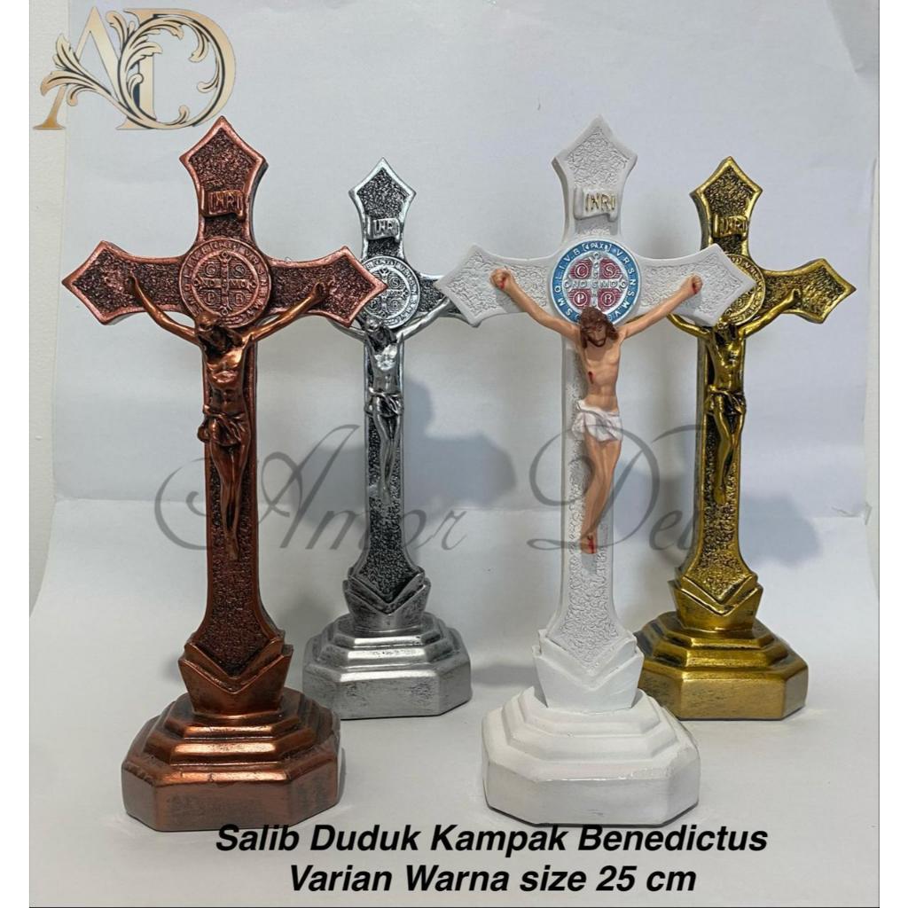 Jual Salib Duduk Kampak Benedictus Yesus Varian Warna ukuran 25 cm ...