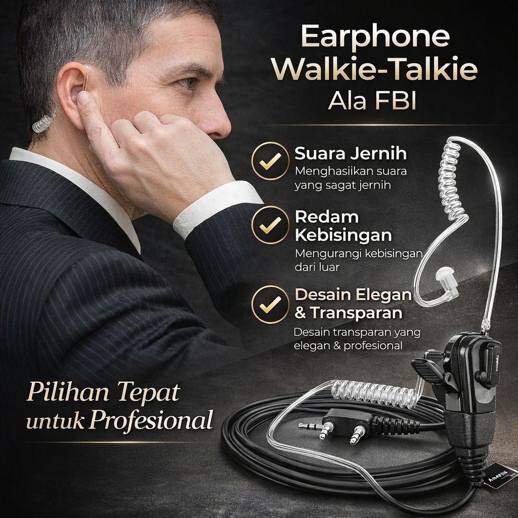 Jual Headset - earphone - Headset Ht - walkie talkie ht FBI Style tipe ...