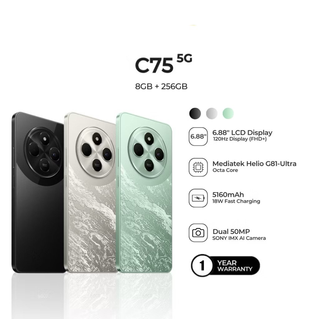 Jual POCO C75 8GB RAM 256GB ROM | 6.88" 120Hz Display | 5160mAh Battery ...