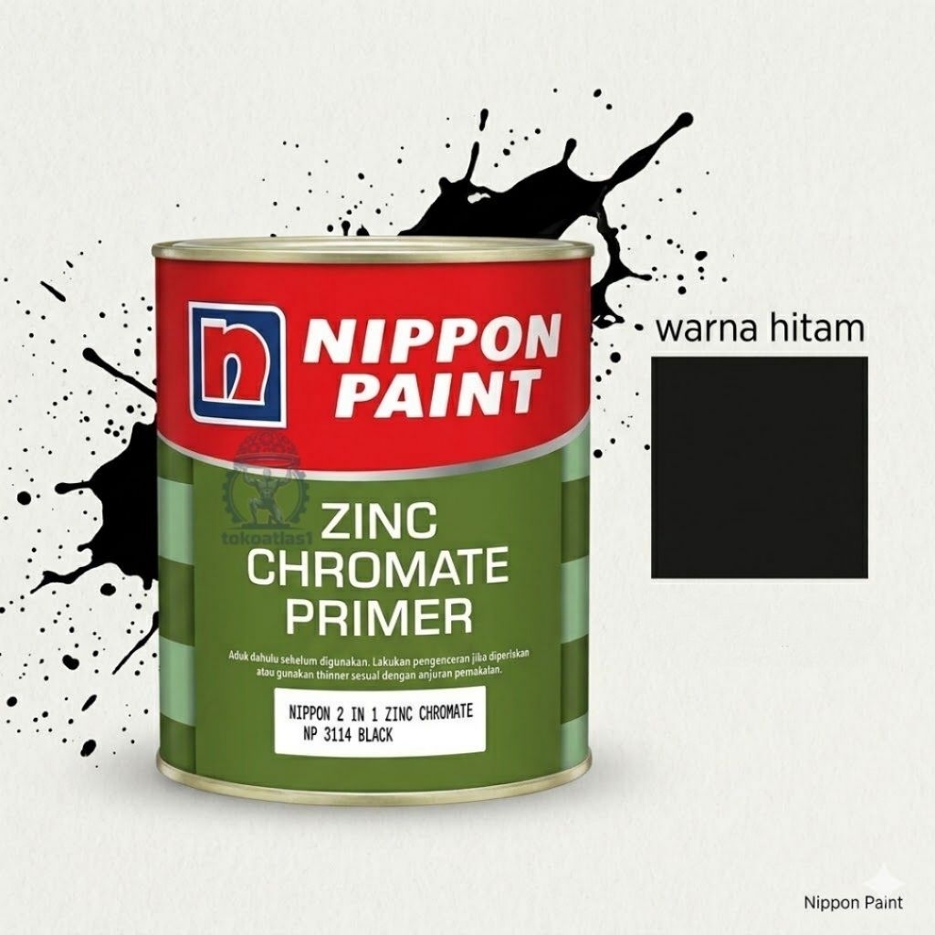 Jual Nippon Paint Zinc Chromate Primer Hitam 1kg / 5kg Cat Dasar Anti ...