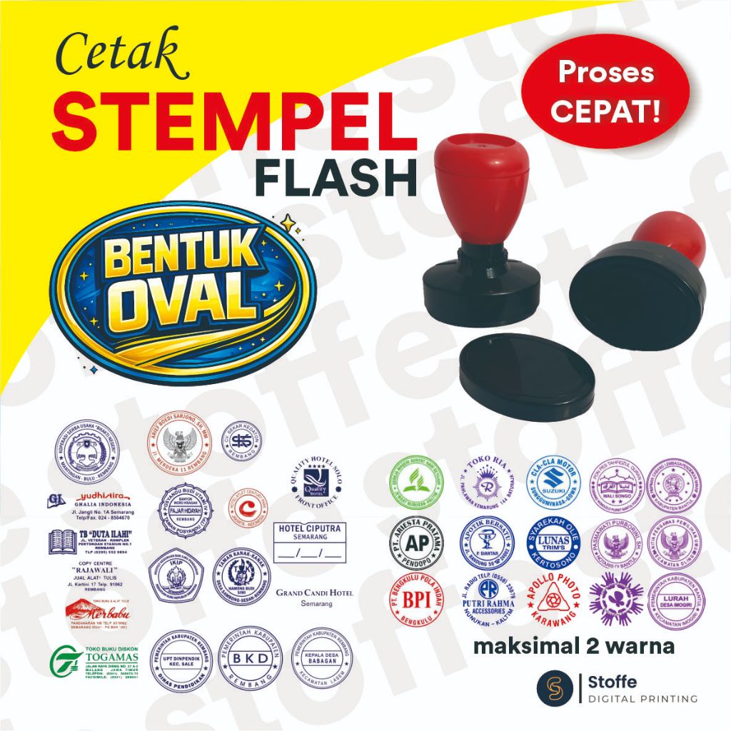 Jual Cetak Stempel bentuk OVAL atau LONJONG Murah Berbagai Ukuran Cepat ...