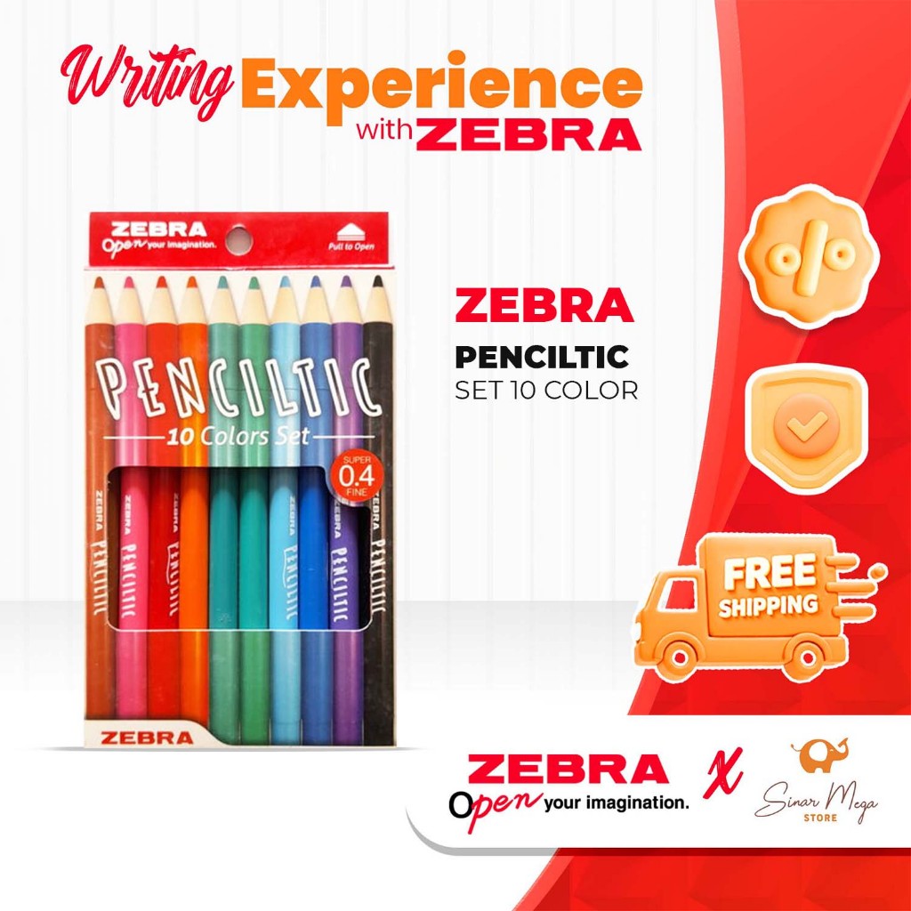 Jual Penciltic Pen Zebra Warna 10 Colours - 0.4 mm / Pulpen Fineliner ...