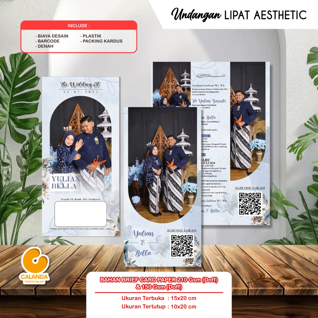 Jual Undangan Pernikahan Lipat Aesthetic_B – Undangan Custom & Murah ...