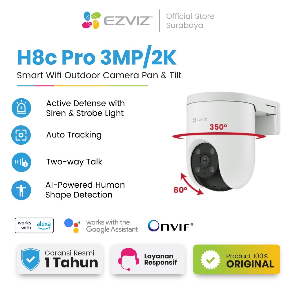 Jual EZVIZ H8C Pro 3MP 2K Outdoor Camera Pan & Tilt GARANSI RESMI ...