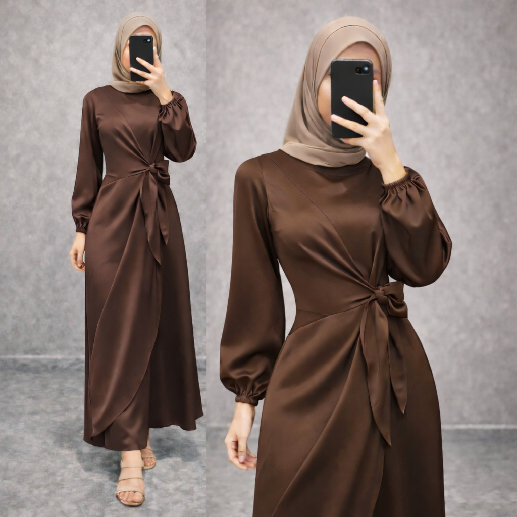 Jual Arabell Gamis Kaftan Satin Silk Premium Gamis Lebaran 2026 Dress ...