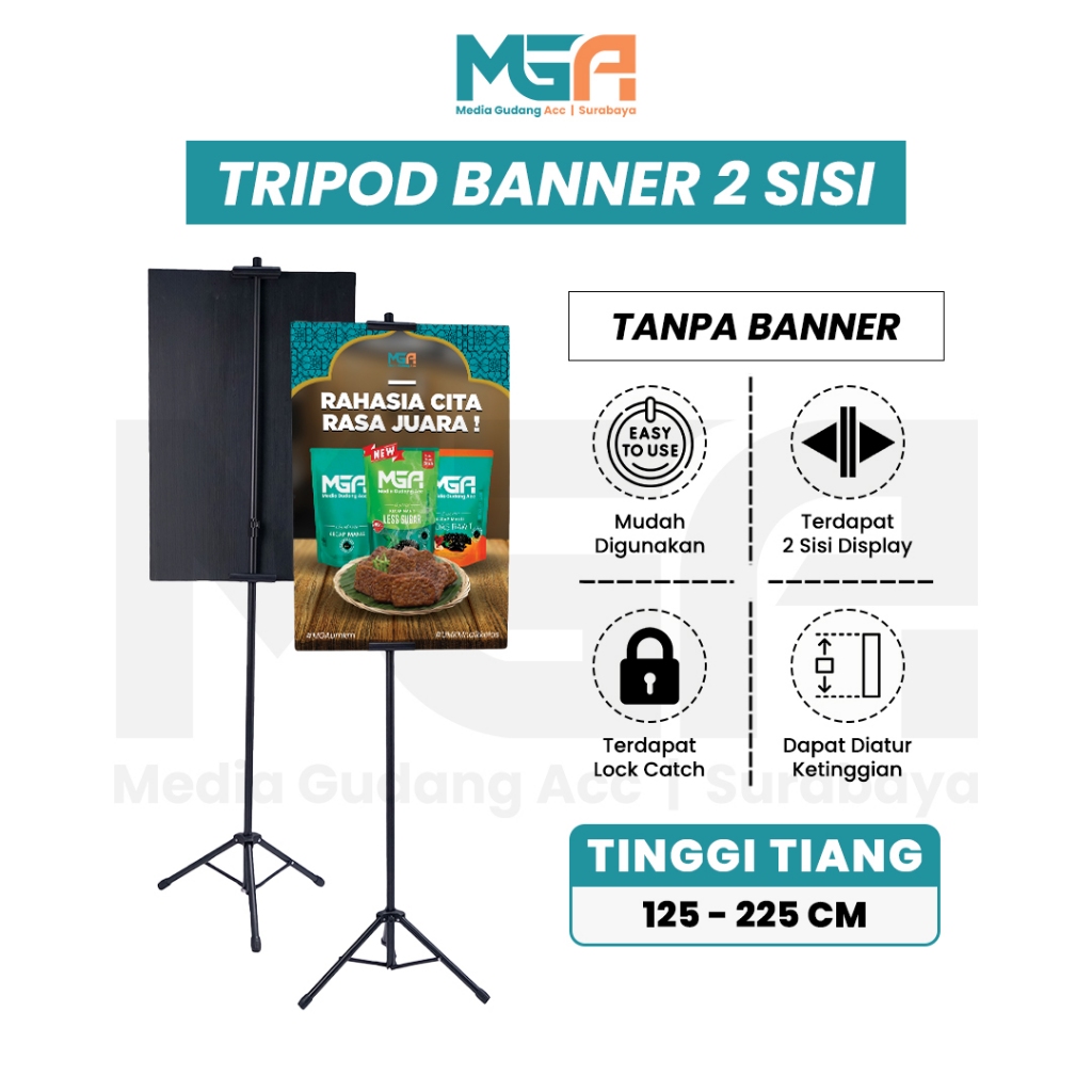 Jual Tripod Banner 2 Sisi | Standing Banner Display Adjustable | Stand ...