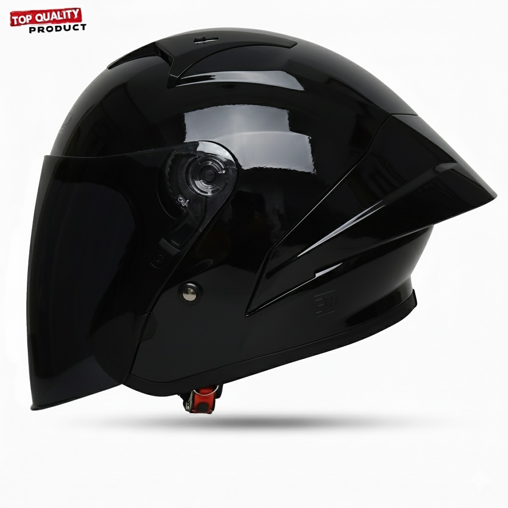 Jual Helm MJM BATMAN / Black Glosy Kaca Visor Hitam / Helm Half Face ...