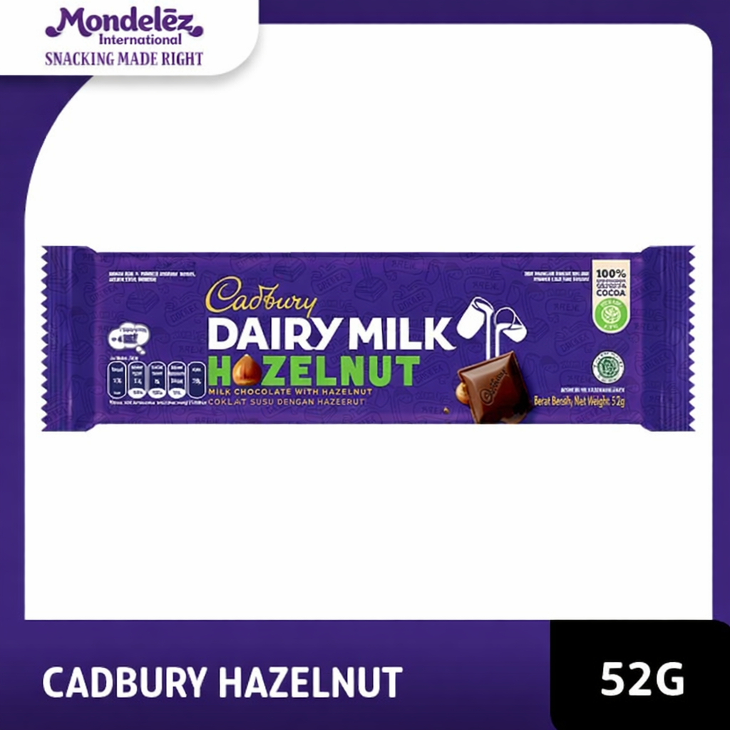 Jual Cadbury Dairy Milk Hazelnut 52g, Cokelat Susu dengan Hazelnut ...