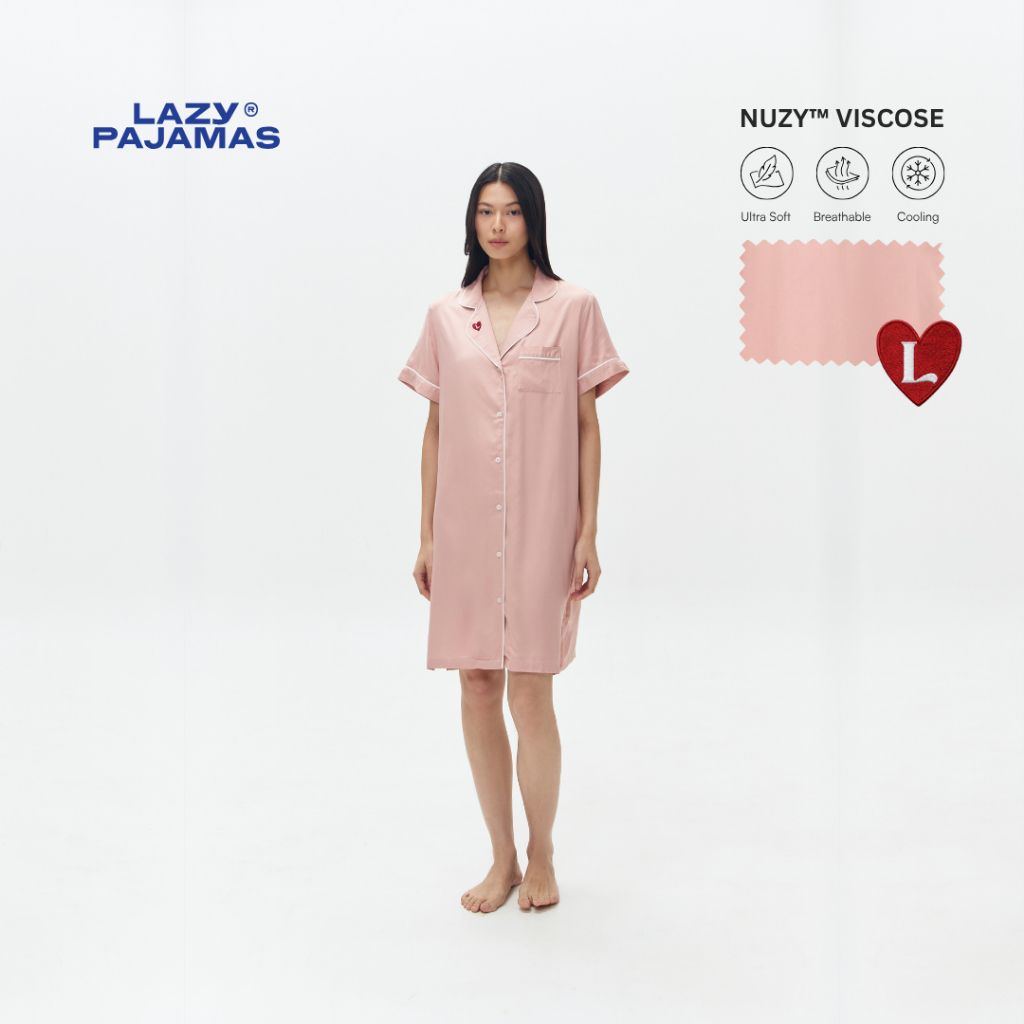 Jual LAZY® Pajamas Däster Dusty Pink | Piyama Daster | Shopee Indonesia