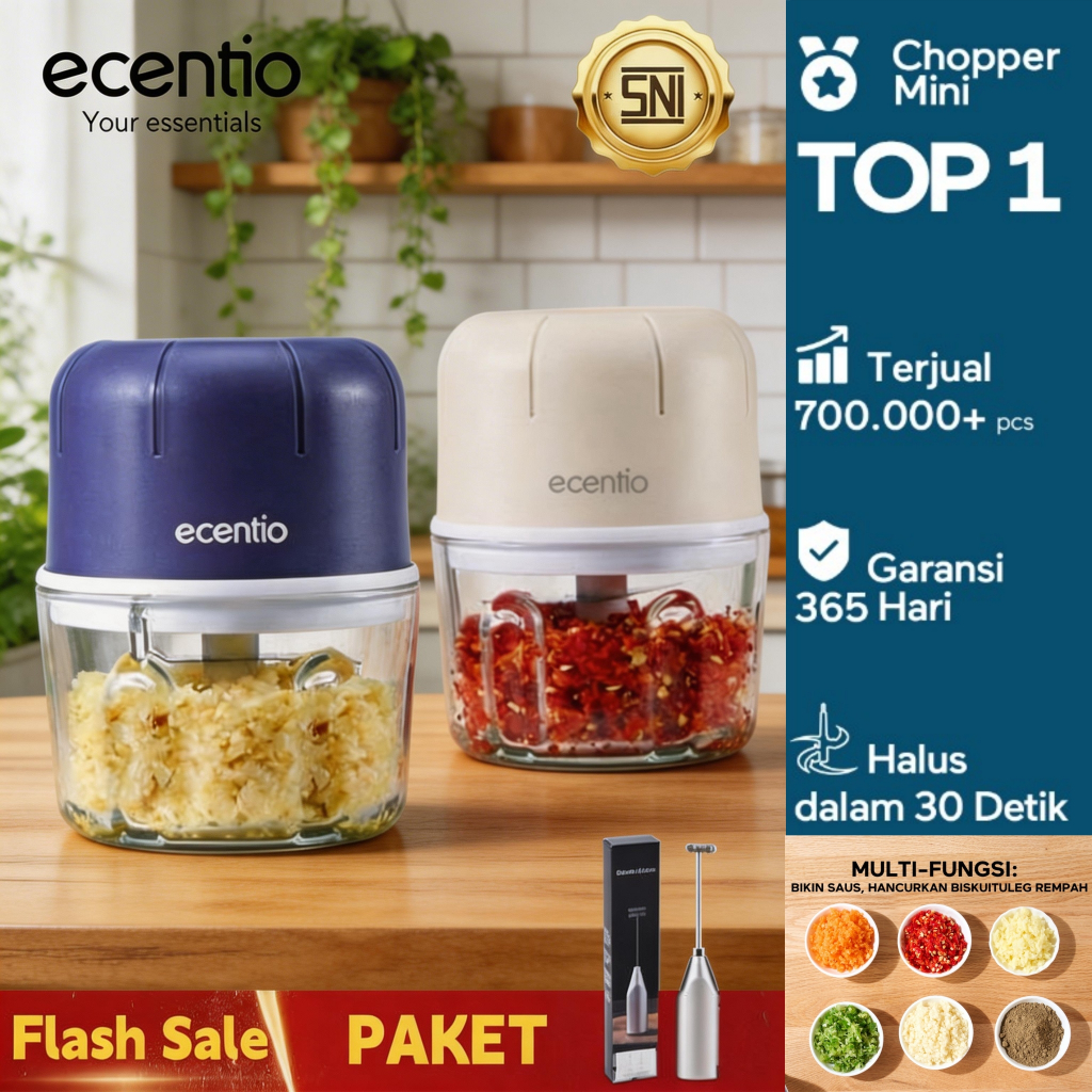 Jual ecentio mini blender bumbu dapur 250ml Kaca coper daging dan bumbu ...