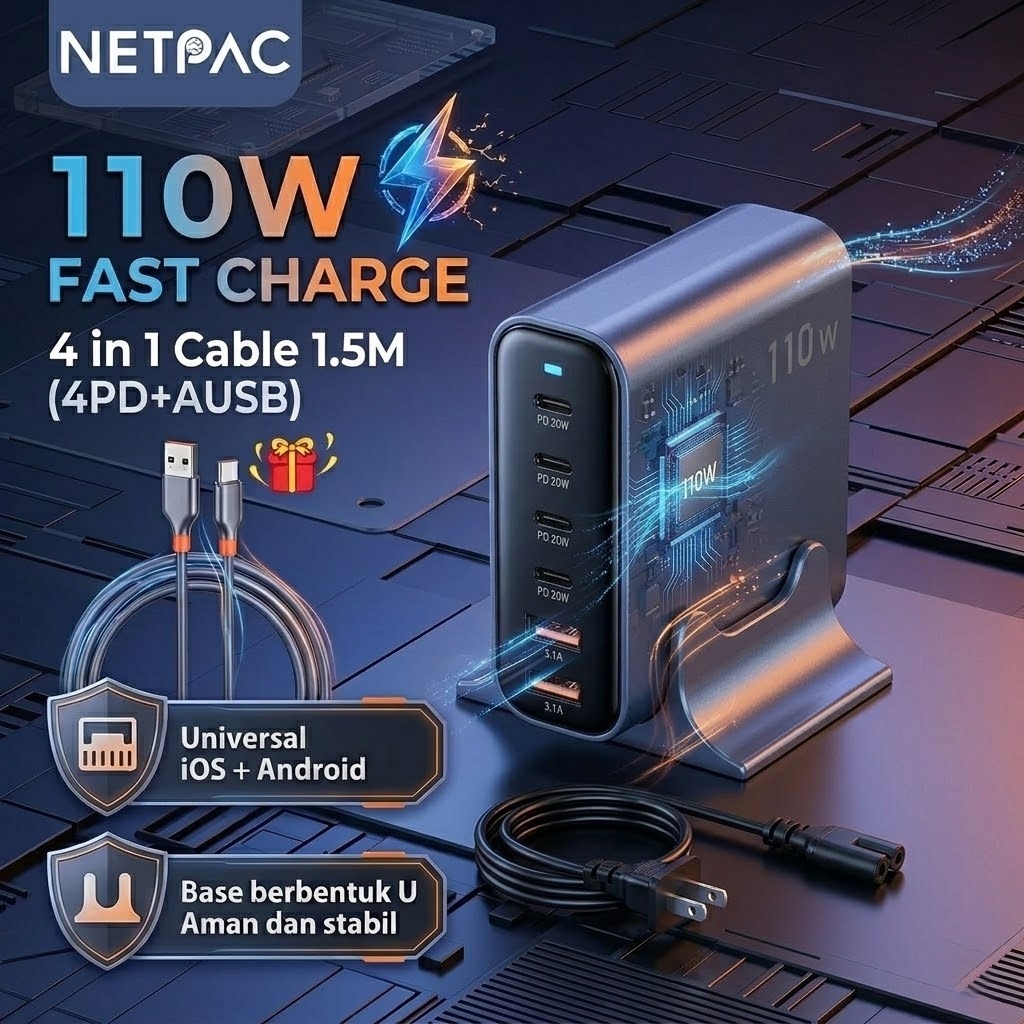 Jual NETPAC AE19 Adaptor Charger 8 Port 168W Desktop Charger Station ...