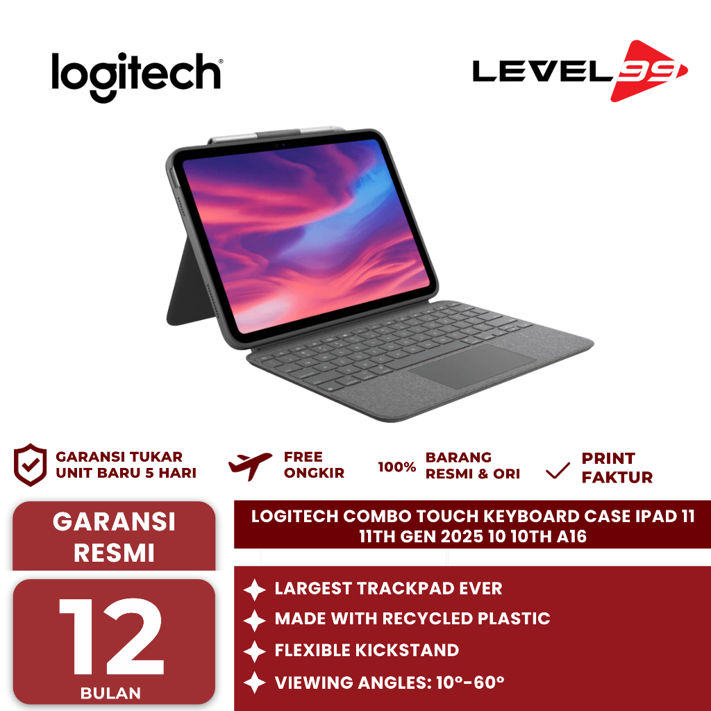 Jual Logitech Combo Touch Keyboard Case iPad 11 11th Gen 2025 10 10th ...