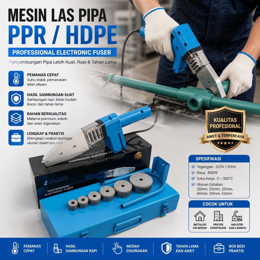 Jual Mesin Las PPR 20-63mm Pemanas Pipa PPR Pipe Heater TrafoLas pvc ...