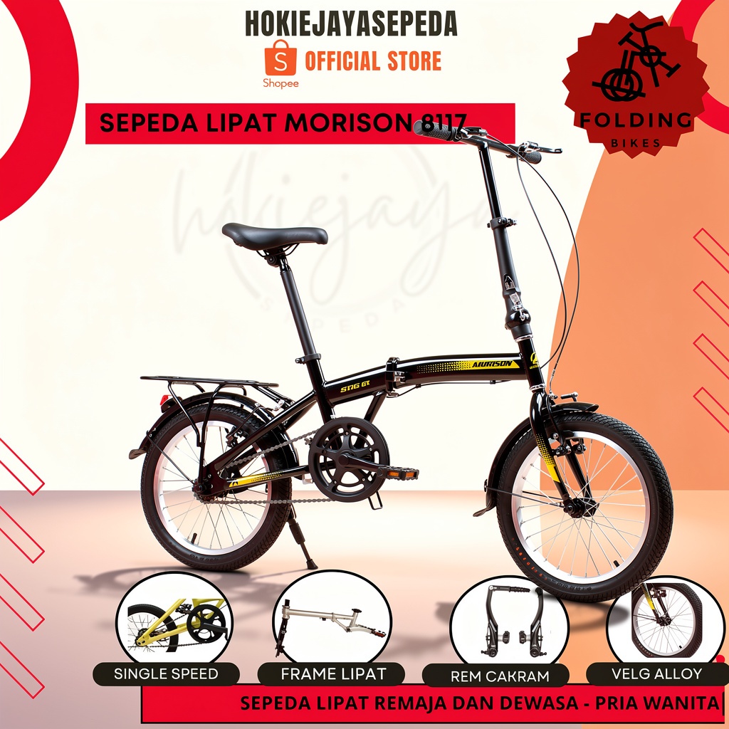 Jual Sepeda lipat Morison 8118 Steel - Single speed - Alloy rims ...