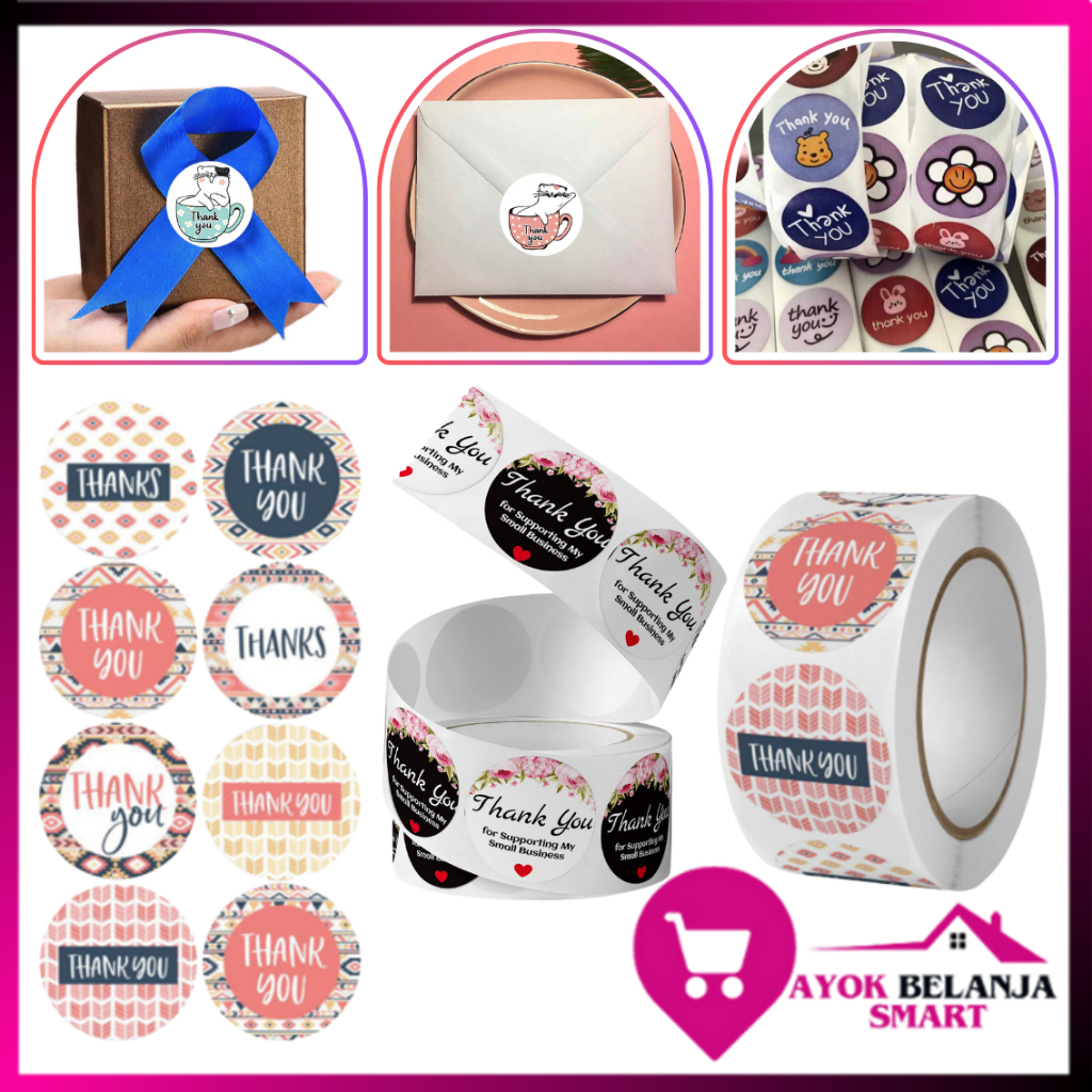 Jual ABS Sticker Thank You Roll Isi 500 Pcs Stiker Terima Kasih Warna ...