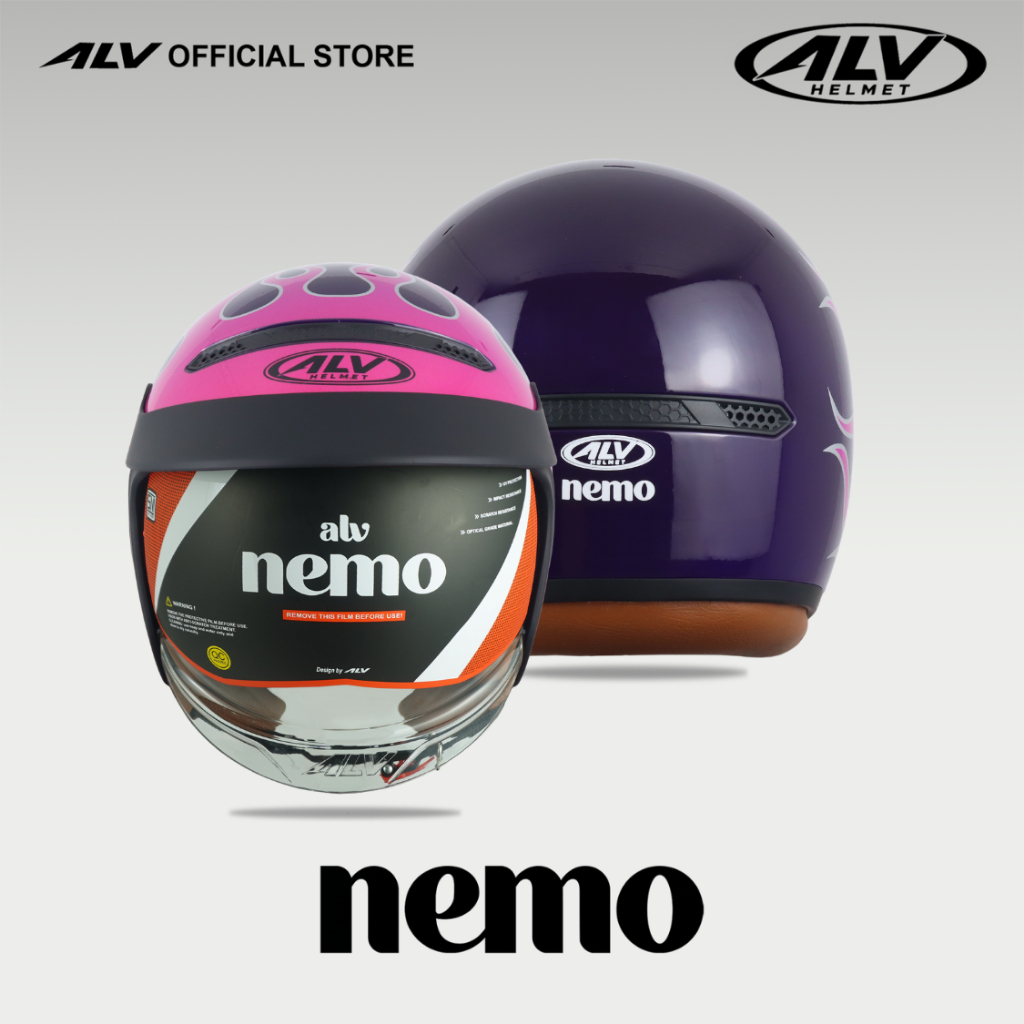 Jual HELM ALV NEMO FLAME MIDDLE PURPLE HALF FACE ORIGINAL - SNI ...