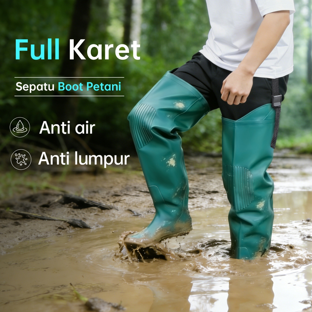 Jual Sepatu Sawah Rawa Full Karet Anti Ular Panjang Petani Anti Keong ...