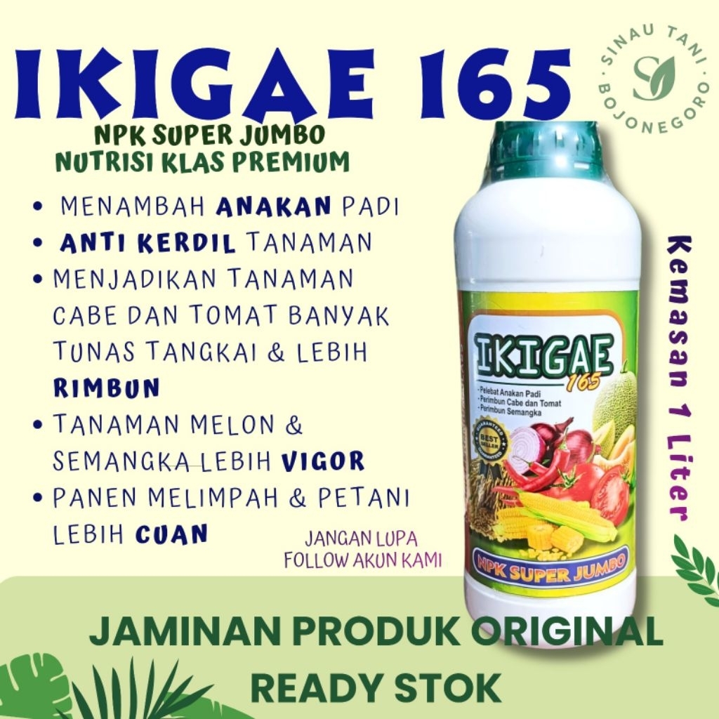 Jual Pupuk AJAIB NPK CAIR IKIGAE 165 - 1 Liter - ANTI KERDIL - NPK ...