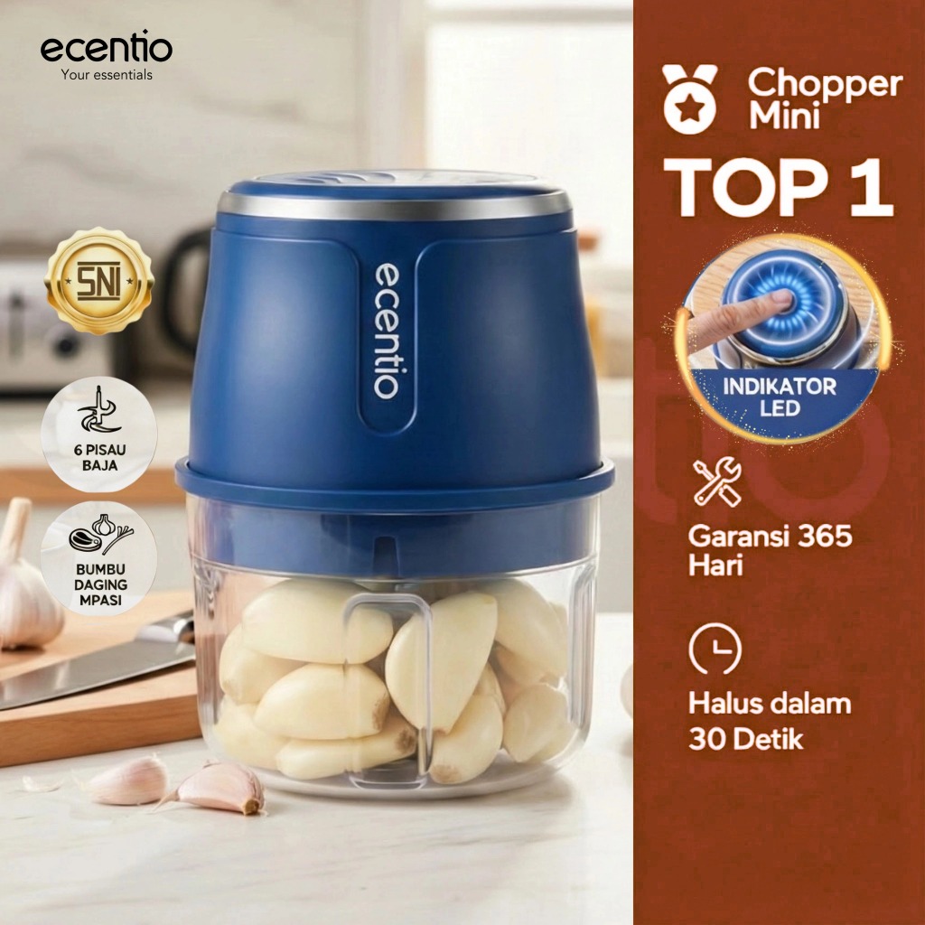Jual ecentio mini chopper blender 6 pisau 250ml portable penumbuk ...