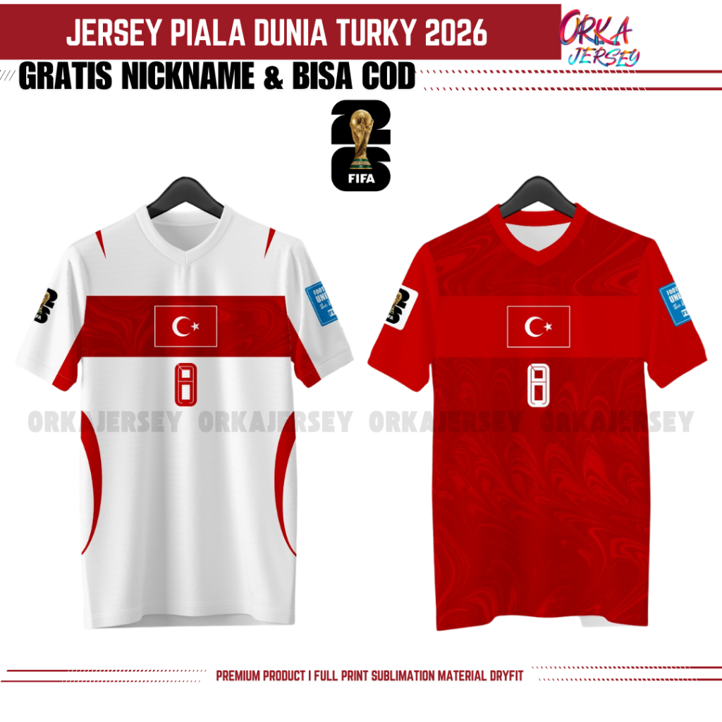 Jual Baju Jersey Turky Piala Dunia 2026 Premium Full Printing Gratis ...