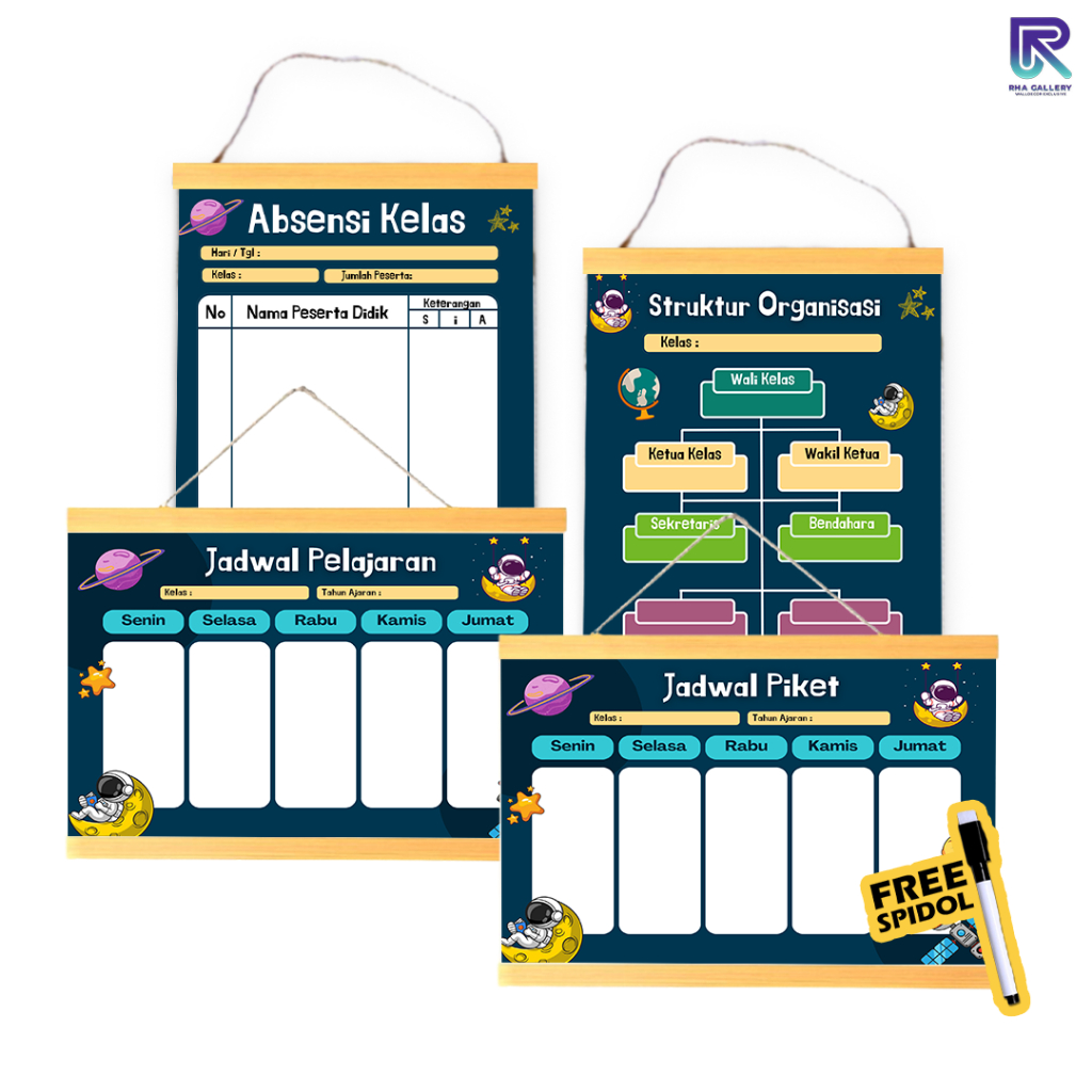 Jual RHA GALLERY Poster 4 in 1 Sekolah Bundling Tema Astronot Kelas ...