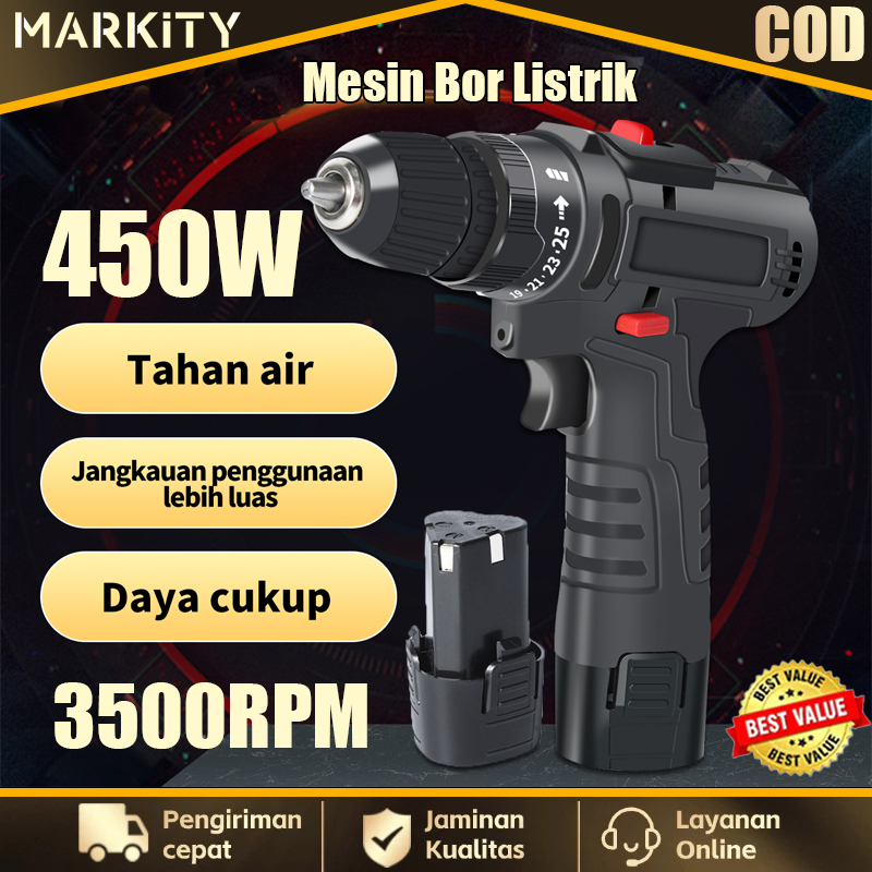 Jual MARKITY Mesin Bor Listrik Cordless 3500RPM Mesin Bor Impact Tangan ...