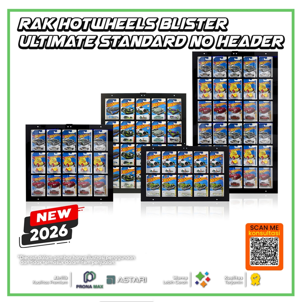 Jual Rak Hotwheels Blister Akrilik Ultimate Standard Edition No Header ...