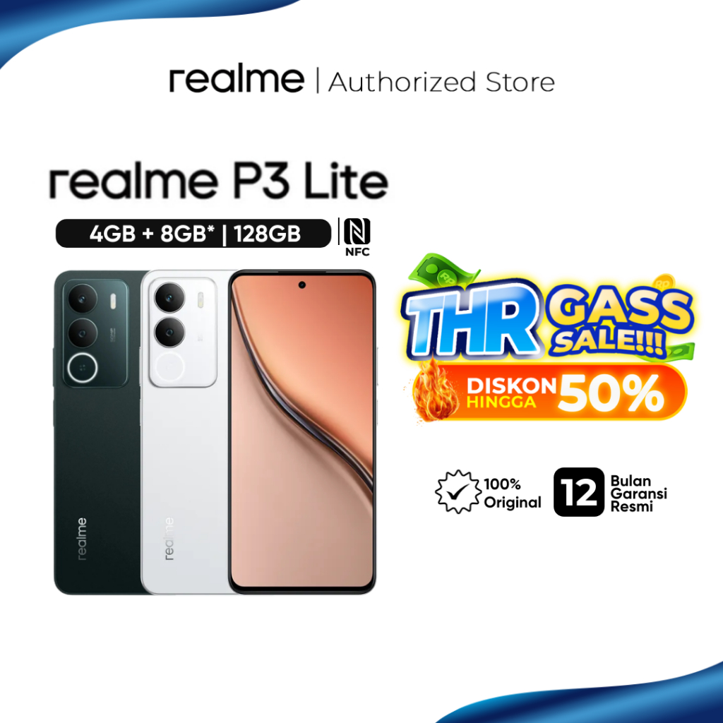 Jual Realme P3 Lite 4GB+8GB*|128GB (6300mAh Battery | Super Light and ...