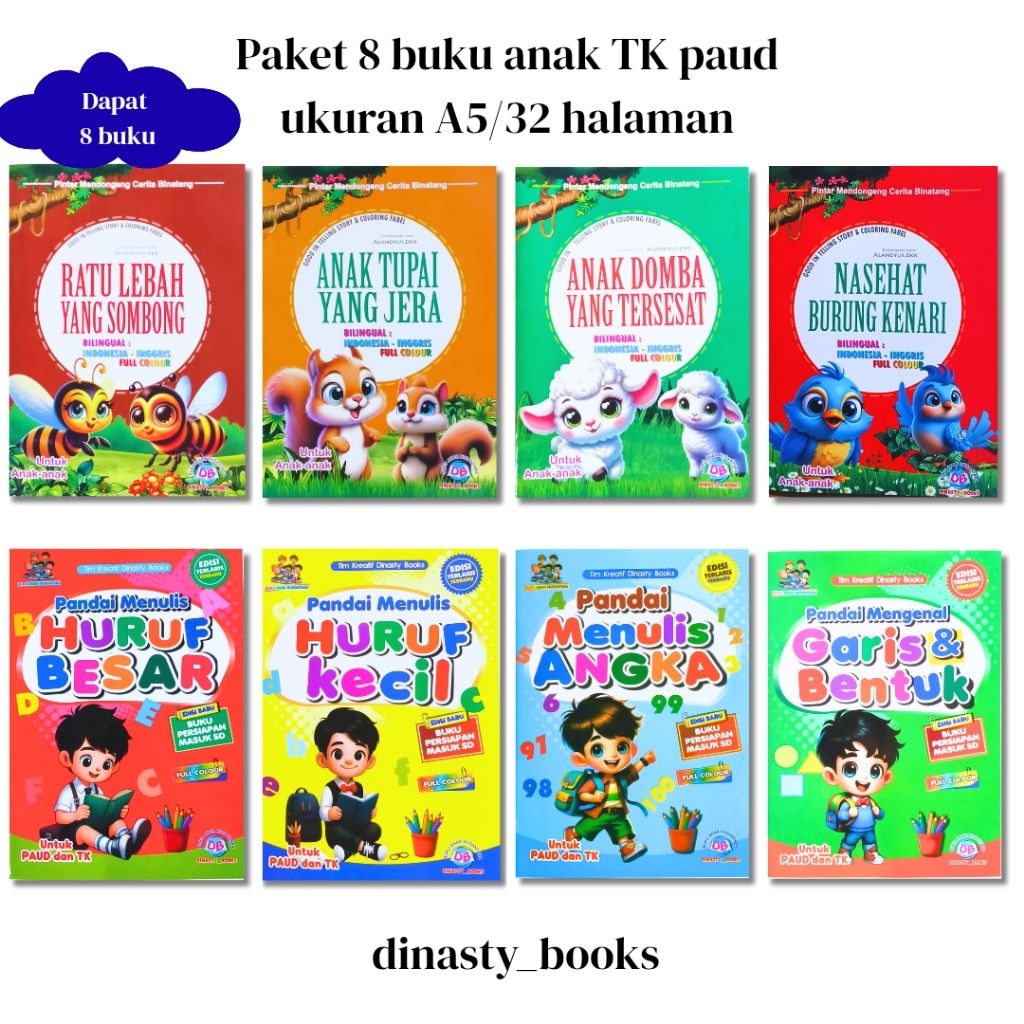 Jual 1 PAKET 8 BUKU BUKU ANAK TK PAUD BELAJAR PERSIAPAN MASUK SD & 4 ...