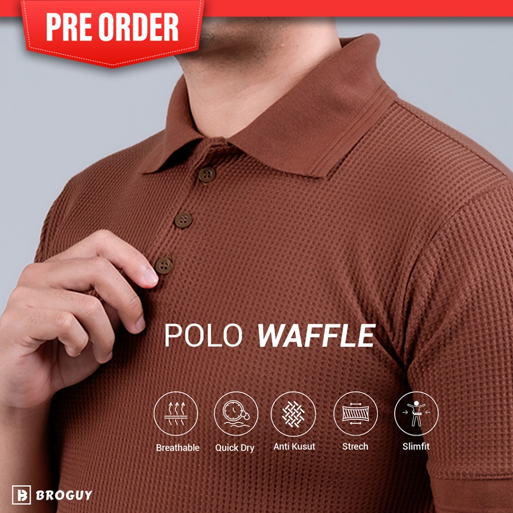 Jual [ PRE ORDER ] BROGUY Kaos Polo Shirt Pria Waffle - Chestnut ...