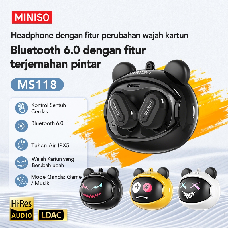 Jual MINISO MS118 TWS Earbuds Headset Bluetooth Karakter Earphone ...
