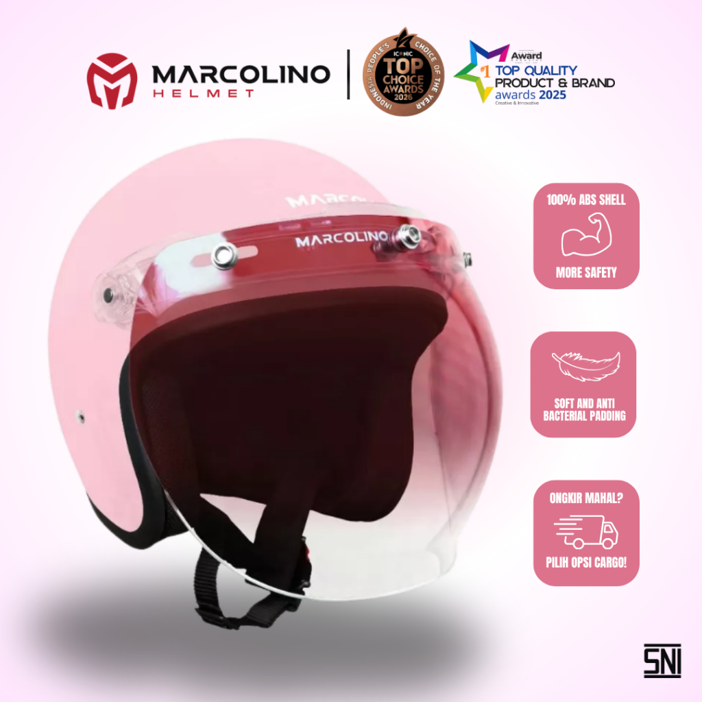 Jual Helm Wanita Bogo [ Pink Pastel With Visor ] Marcolino Helmet ...