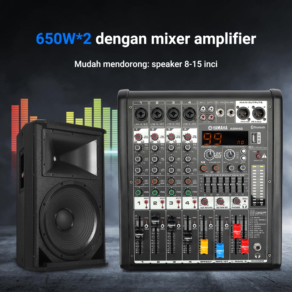 Jual yamaha/AGM8D power mixer 8Ohm 650 wattx2,mixer power amplifier ...