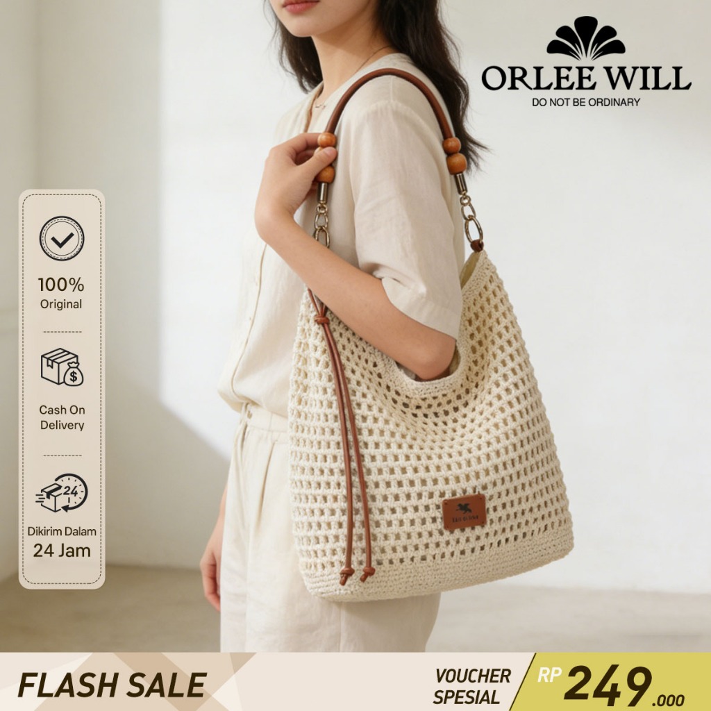 Jual ORLEE WILL Tas Tote Tas Anyaman Wanita Hobo Bag Tas Rajut Liburan ...