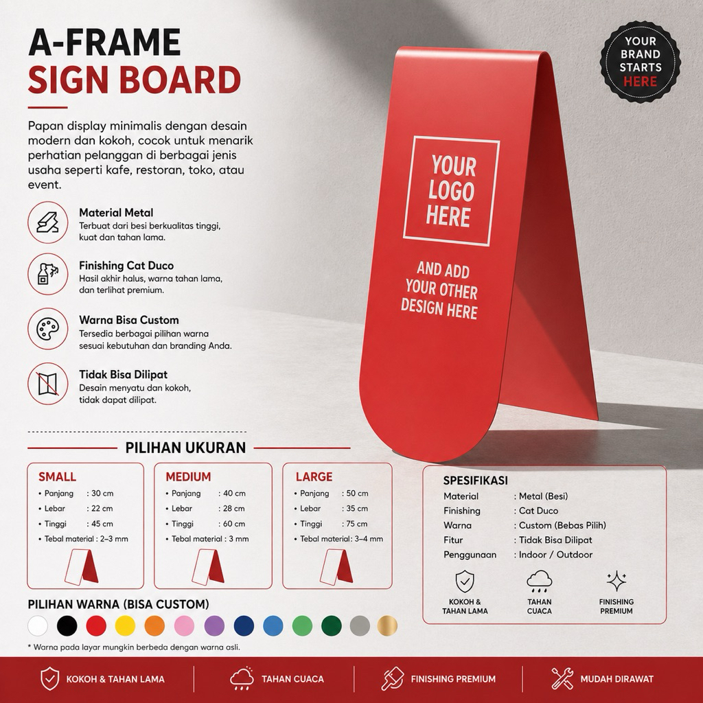 Jual Standing Sign Board Besi Custom Logo | A-Frame Cafe Sign | Papan ...