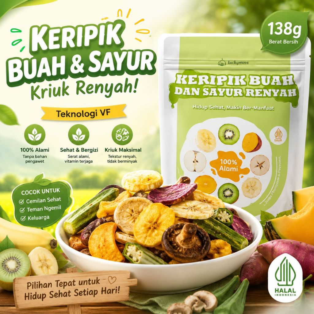 Jual KYVI - Keripik Buah Sayur Campur 138g HALAL | Snack Sehat Kriuk ...