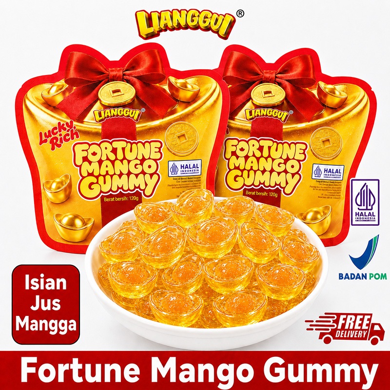 Jual LIANGGUI Permen Lunak Fortune Mango Gummy Bentuk Emas Koin Rasa ...